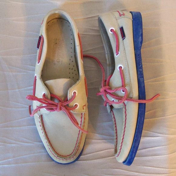 Sebago | Shoes | Sebago Docksides Ivory And Blue Sz 8 | Poshmark